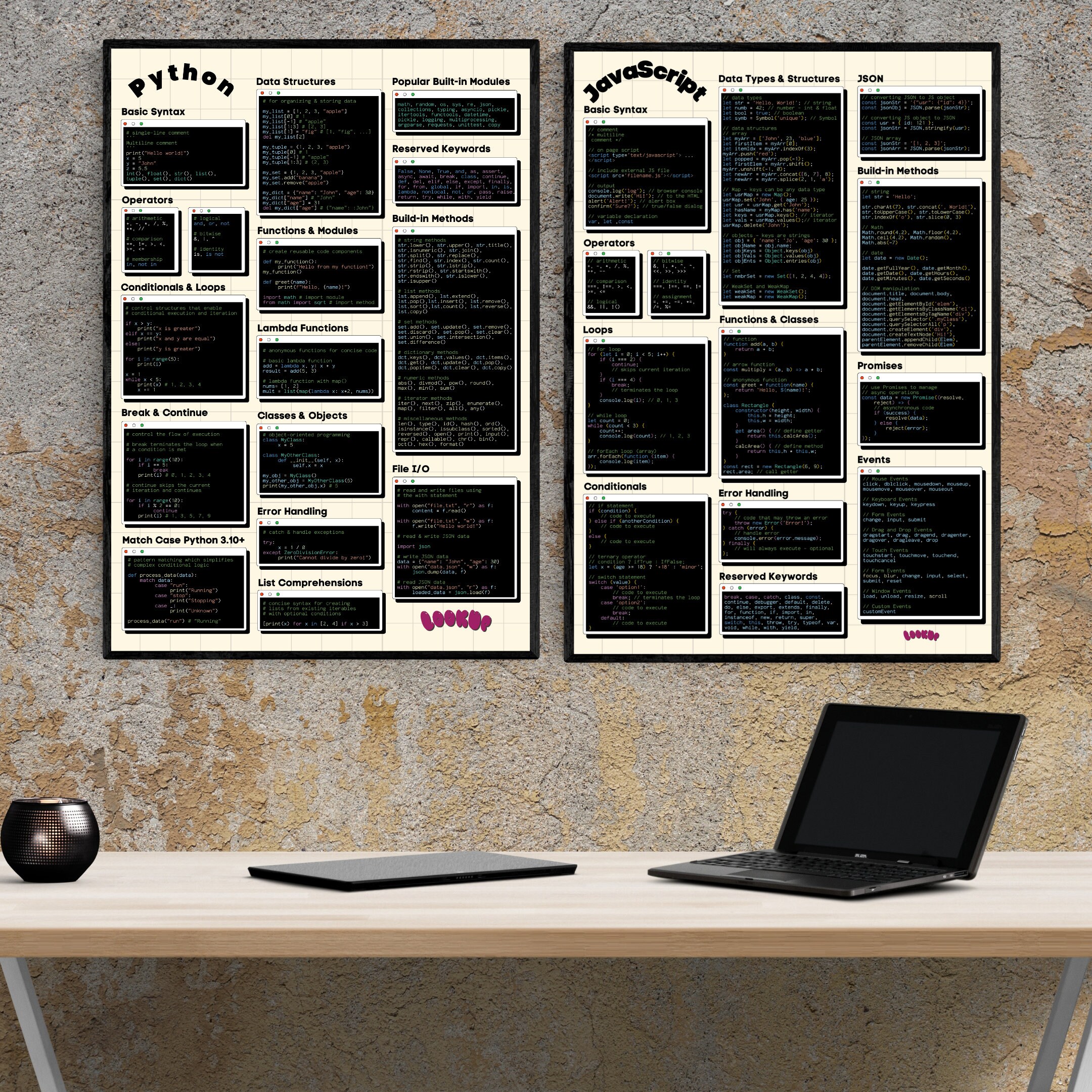 Off White Python Programming Classroom Cheat Sheet Poster Stylish Python Wall Art For Coding