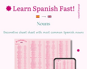 Orange Spanish Cheat Sheet Poster - Most Common Spanish Verbs - Instant ...