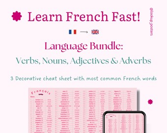 Mint Green French Cheat Sheet Poster - Most Common French Adjectives ...