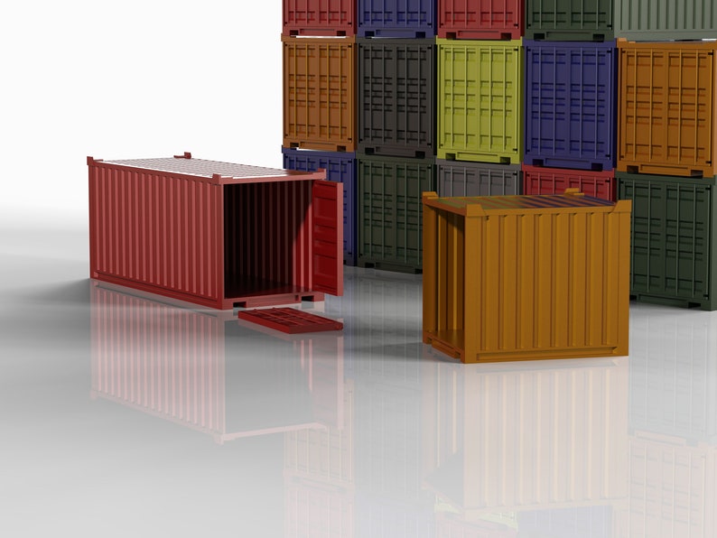 Shipping Container Bundle, DIY Craft Model, STL for 3D Printer, Home ...