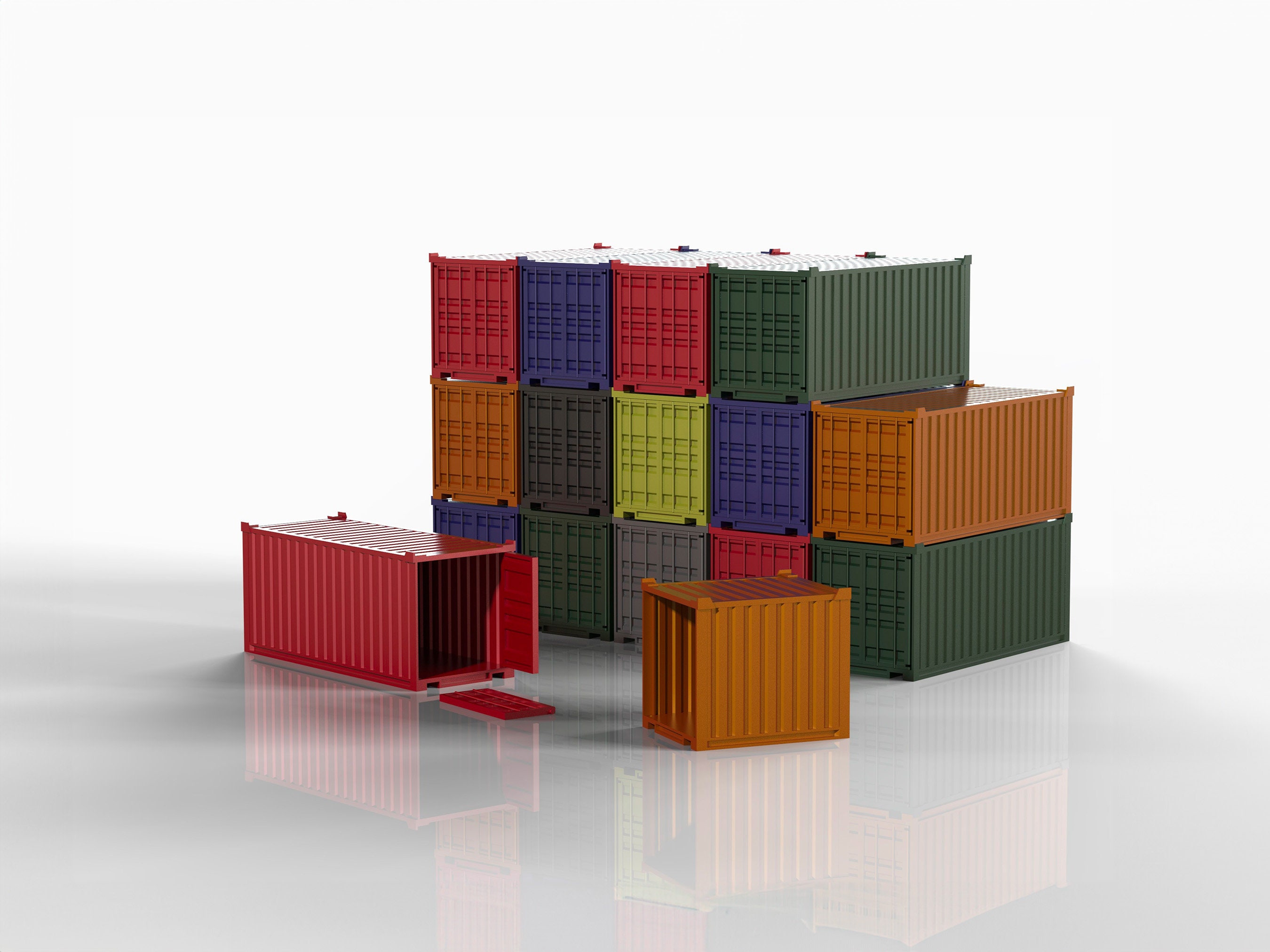 Shipping Container Bundle, DIY Craft Model, STL for 3D Printer, Home ...