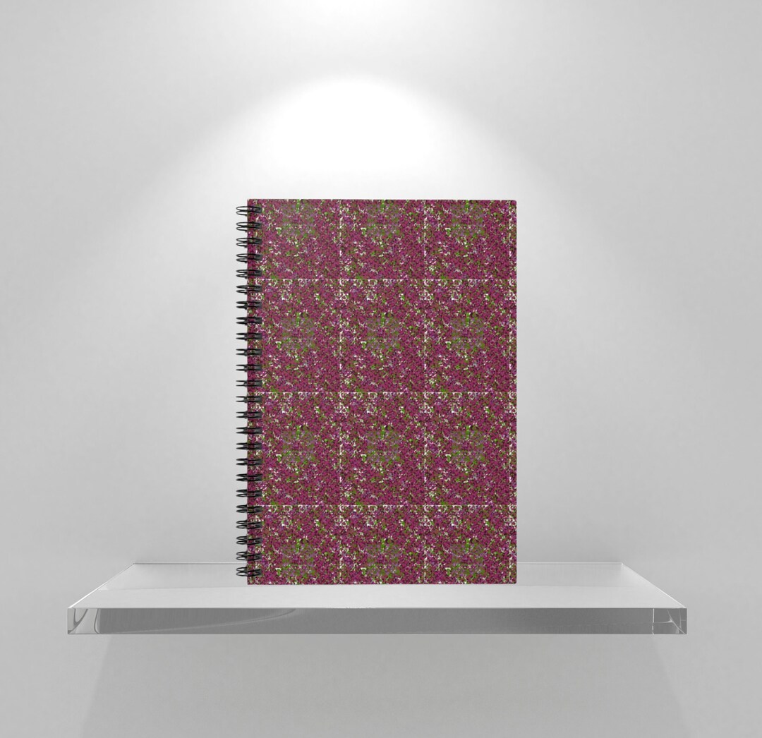 Spiral Notebook Ruled Line tiny Grapes & Vines, Abstract Pattern Purple ...