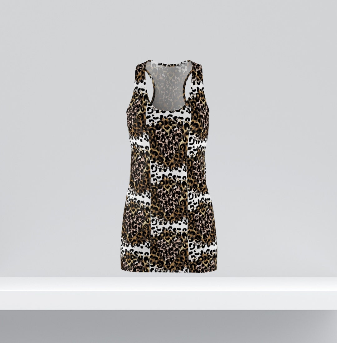 Women's Cut & Sew Racerback Dress Cheetah Print With Hearts, White ...