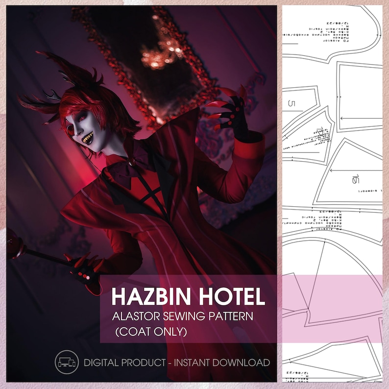 Hazbin Hotel Alastor Radio Demon PDF Cosplay Pattern Coat Only Digital ...