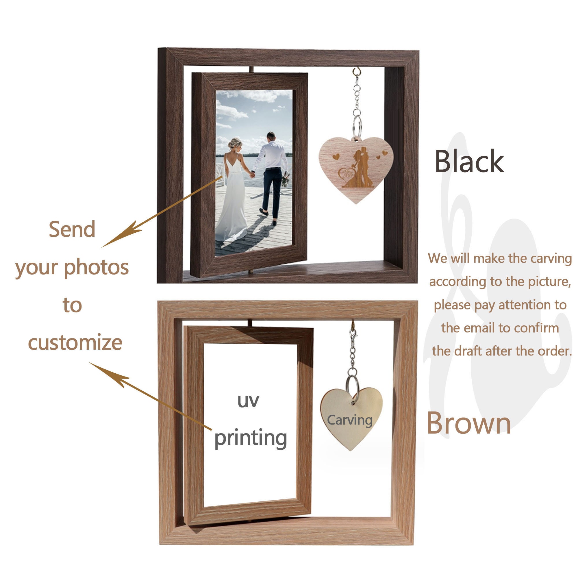 Customized Rotating Picture Frame Table Personalized Photo Valentine's ...