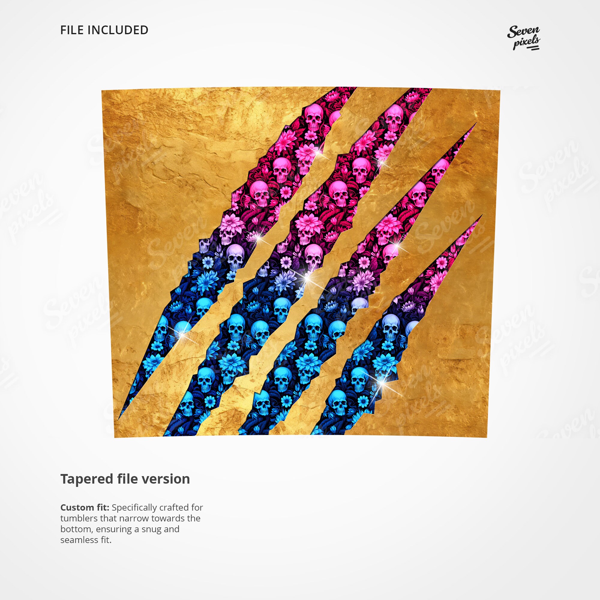 Schädel und Blume, Krallen Kratzer, 20 Unzen Skinny Becher Sublimation ...