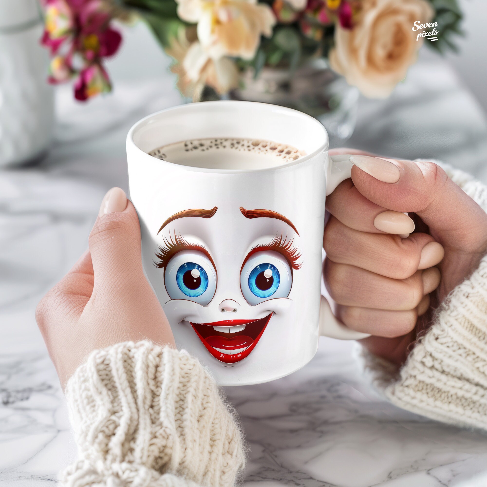 Funny Cartoon Faces Mug Wrap, 11 Oz & 15 Oz Mug Bundle Sublimation Wrap ...