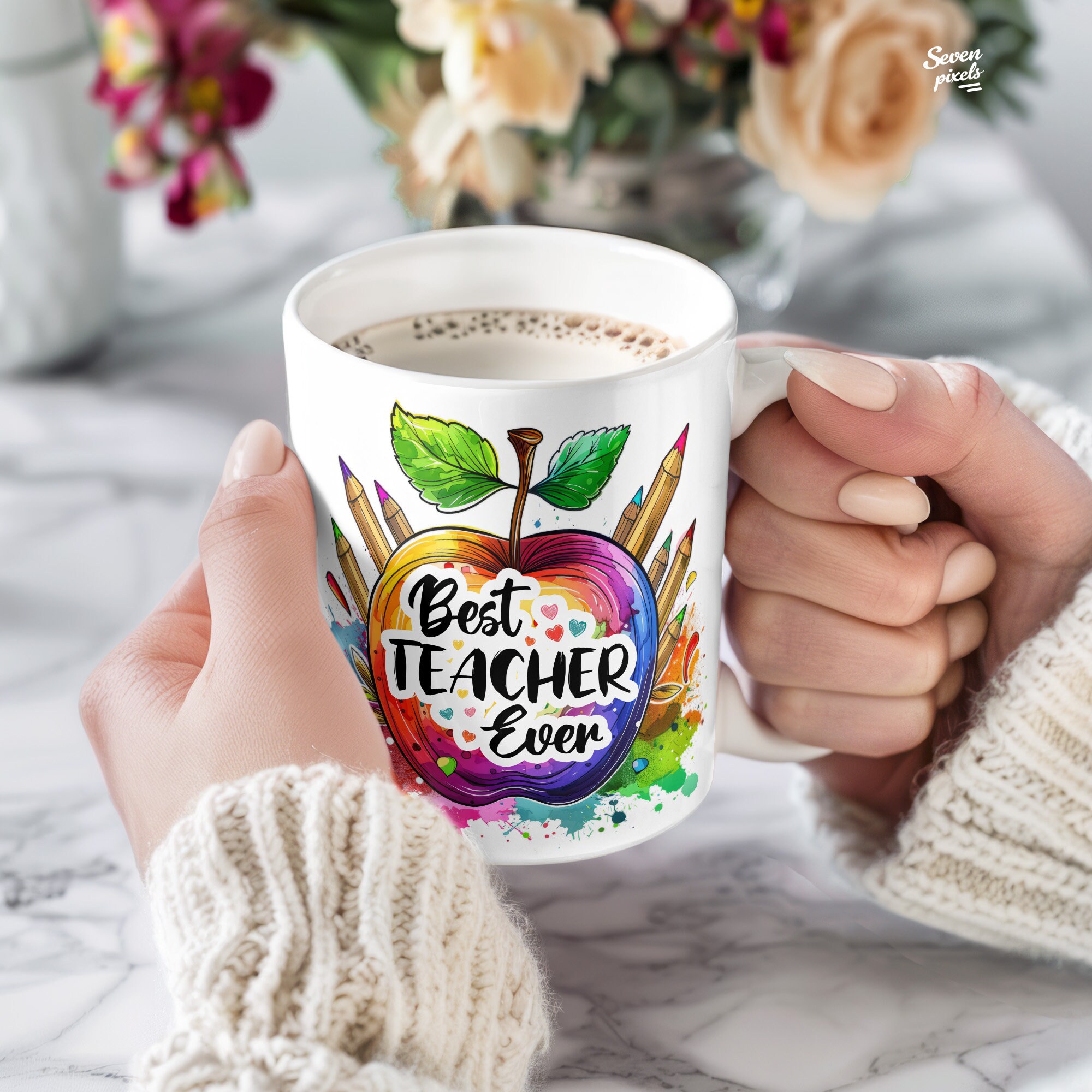 Best Teacher Ever Mug Wrap, Teacher Mug, Giftful Gift Mug, Teacher Day ...