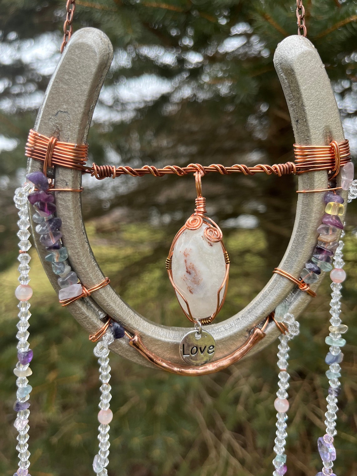 Moonstone Suncatcher Gift for Love Horseshoe Art With Moonstone ...