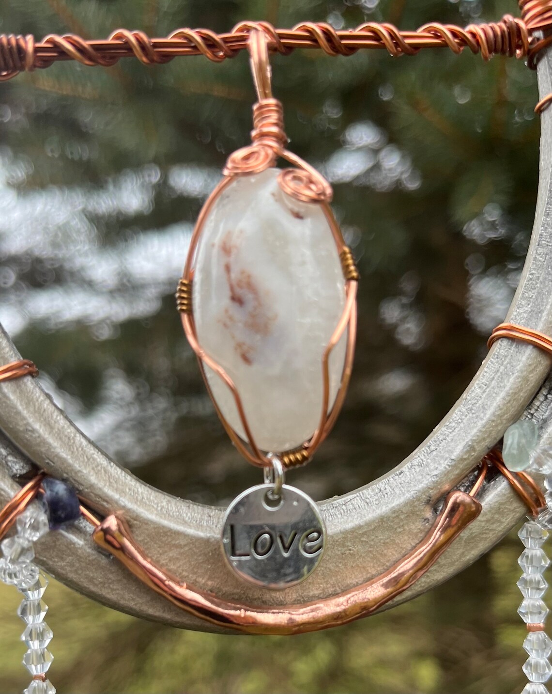 Moonstone Suncatcher Gift for Love Horseshoe Art With Moonstone ...