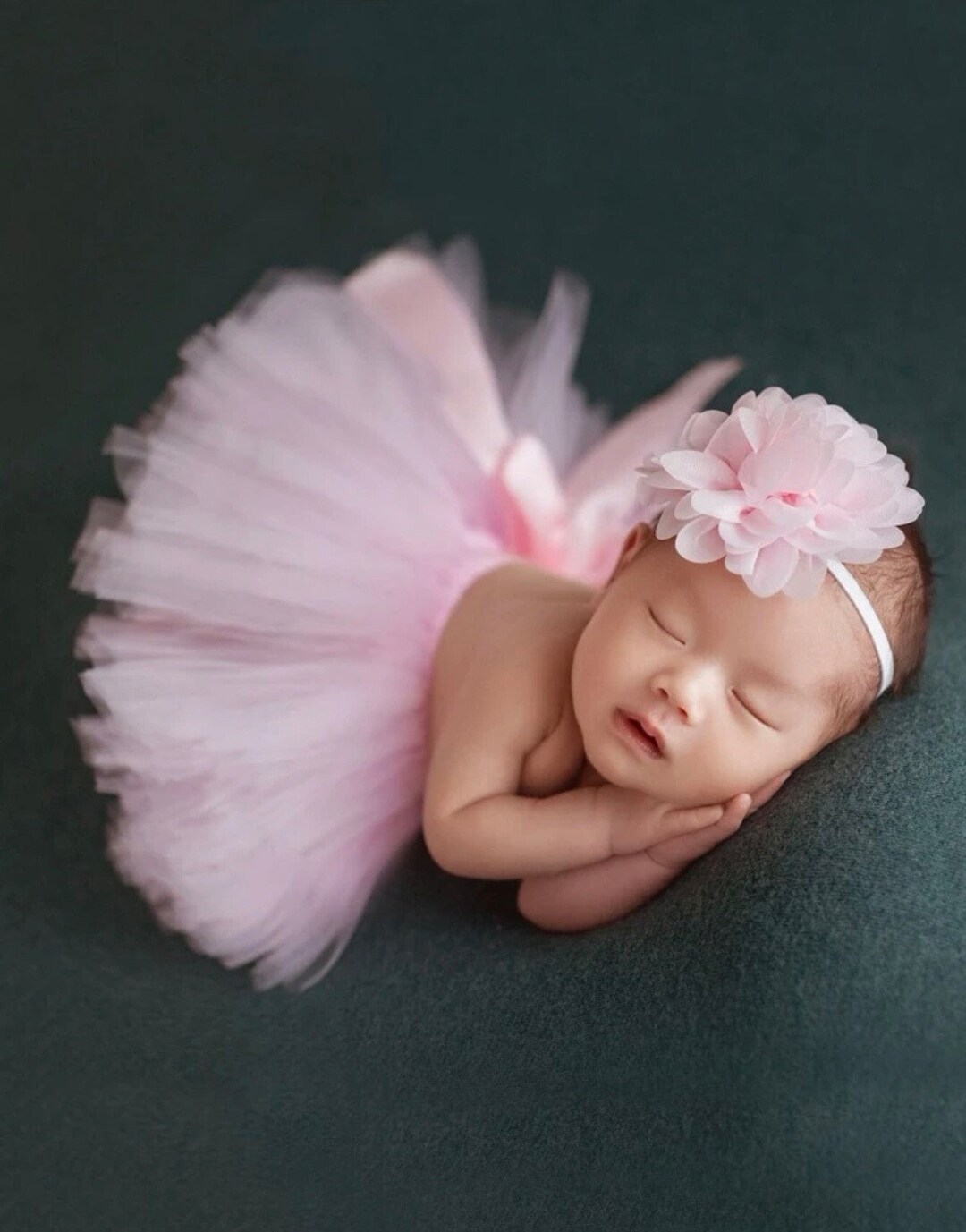 Newborn Baby Photo Shoot Outfit Pink Tutu W/ Flower Hair Bow - Etsy