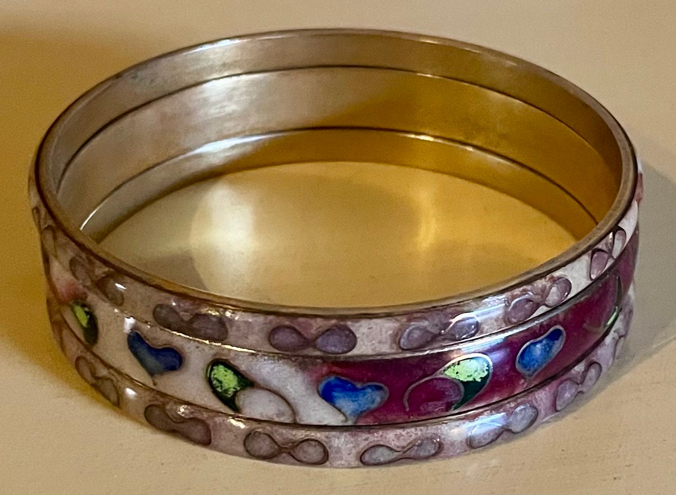 Vintage Robert Kuo Cloisonné Bangle Bracelets set of 3 - Etsy