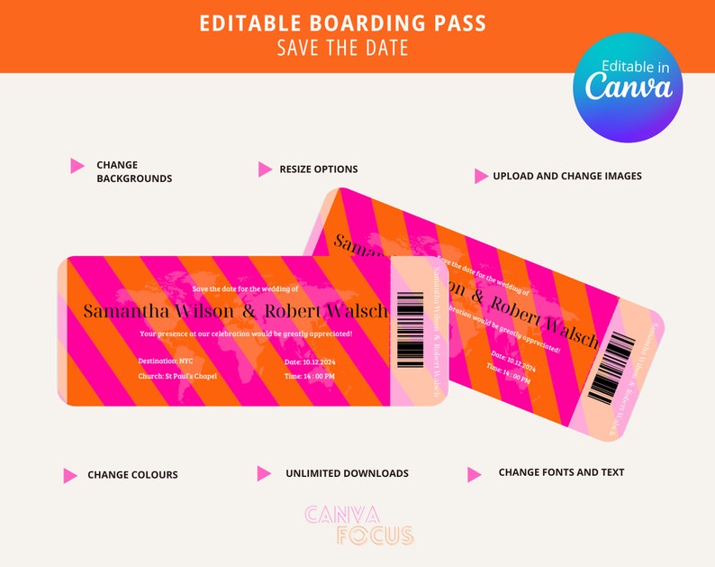 Canva Boarding Pass Editable Boarding Pass Template Printable ...