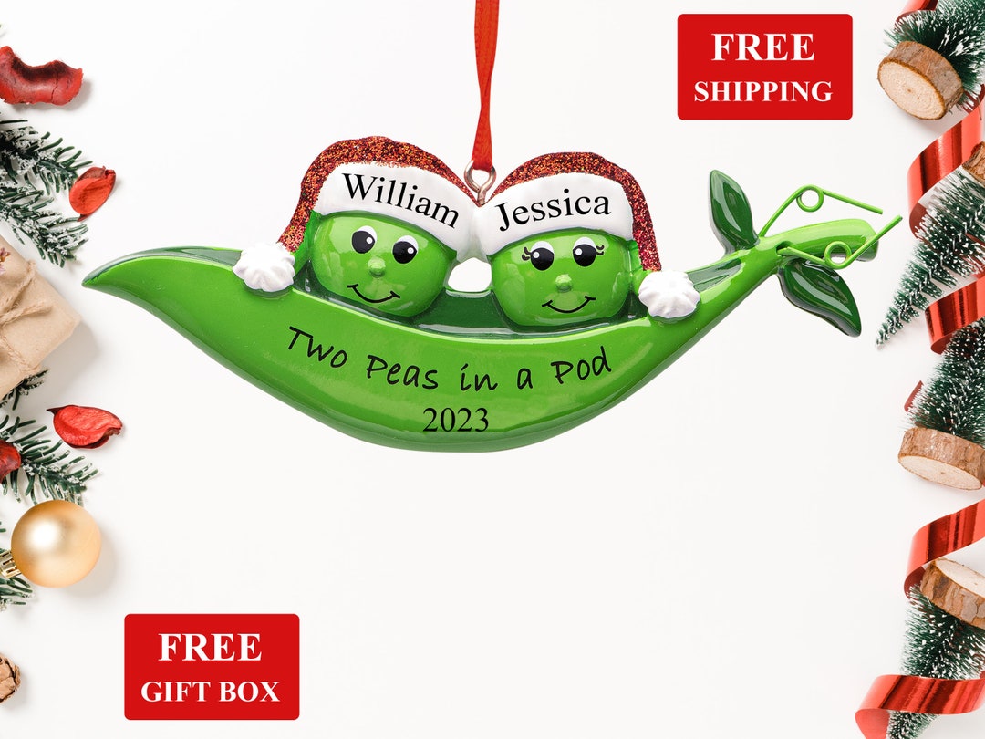 2 Peas in a Pod Couple Christmas Ornament 2024, Peapod Couple Xmas Tree ...