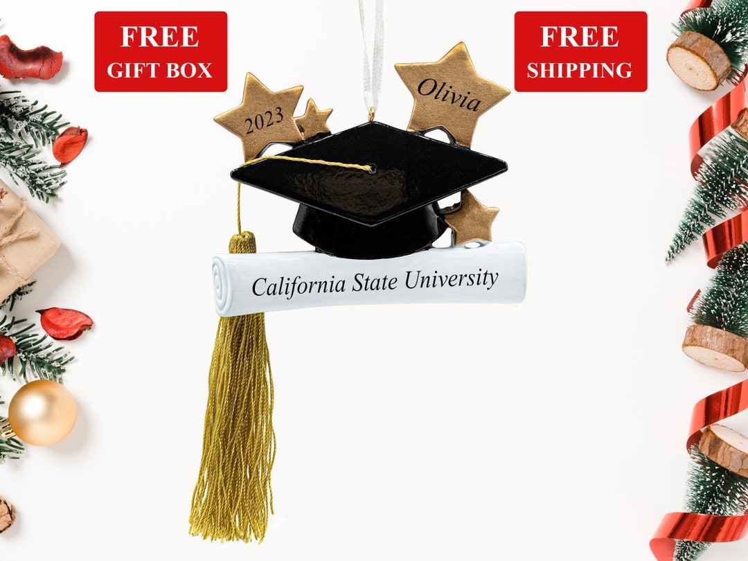 Graduation Christmas Ornament 2023, Personalized Diploma & Cap Xmas ...
