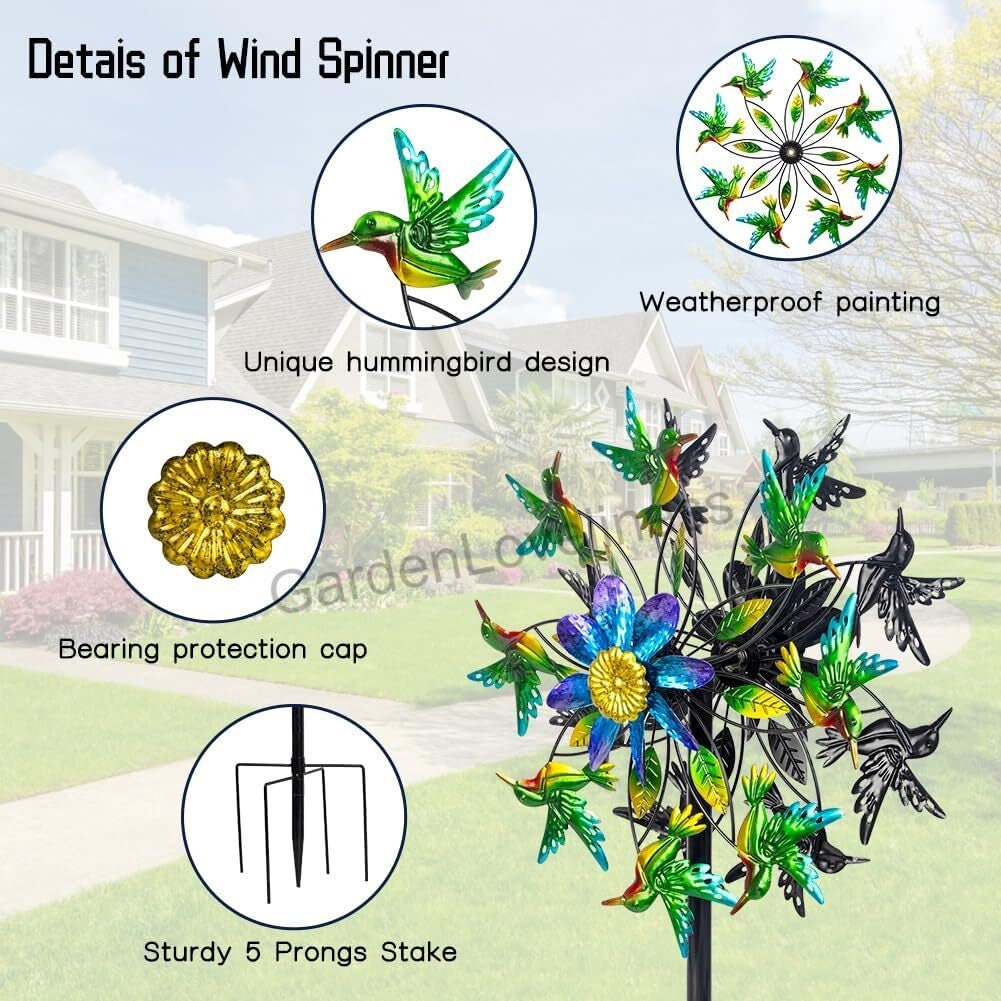 Metal Hummingbird Wind Spinner Garden Wind Spinner Wind Sculpture ...