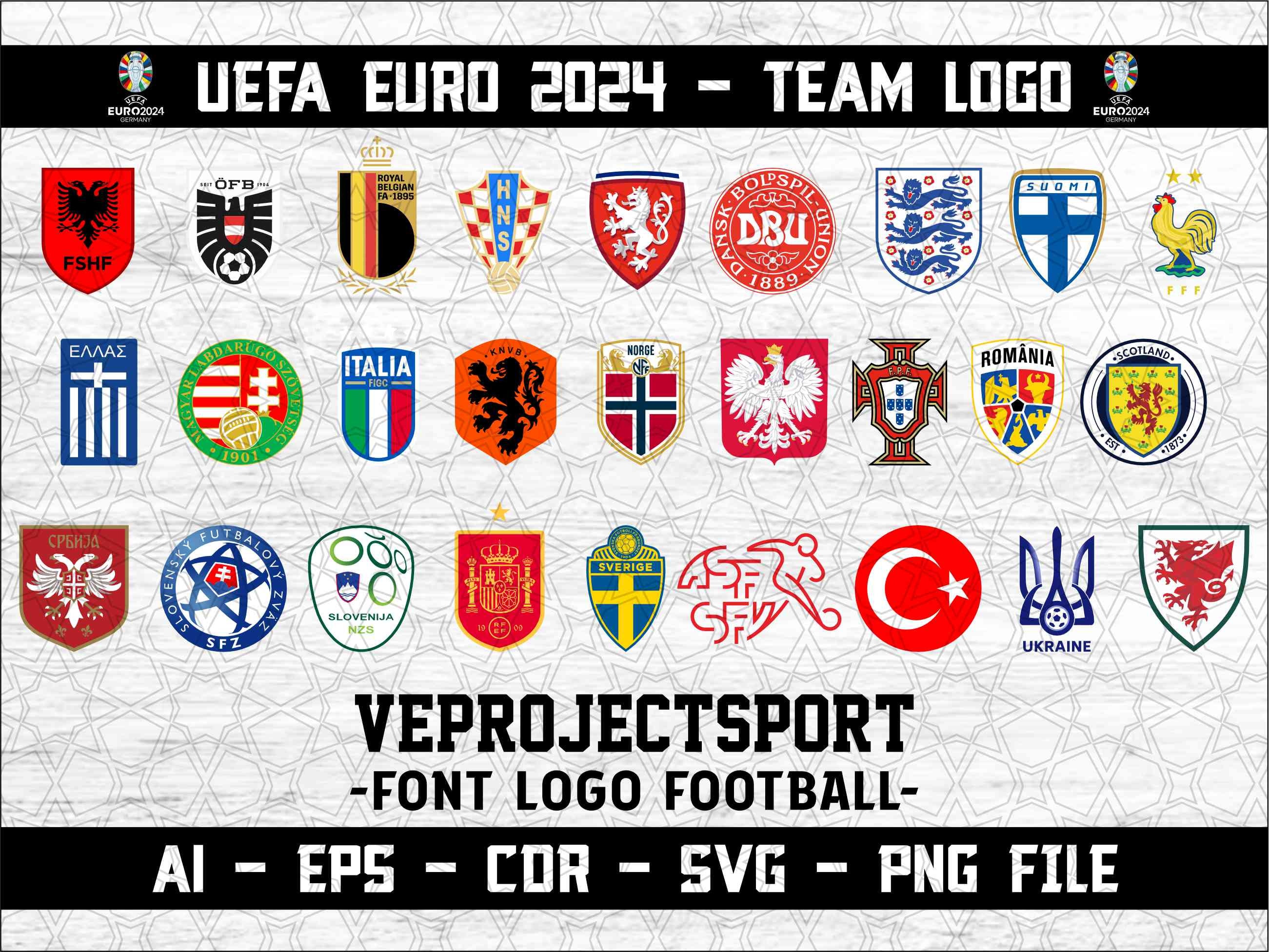 Euro 2024 Football Team Badges Bundle Vector File AI Cdr - Etsy