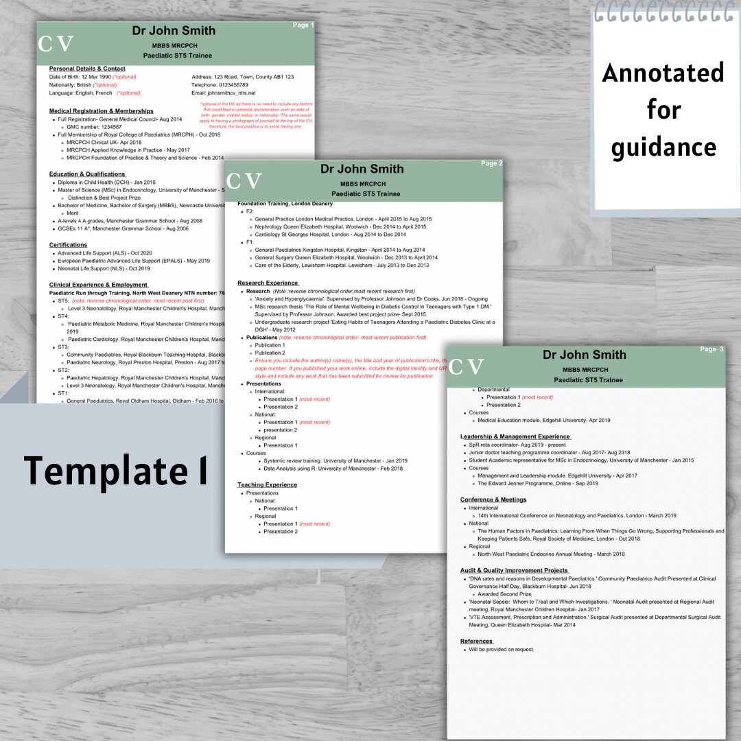 Professional Medical CV Templates Junior Doctors, Medical Resume UK ...