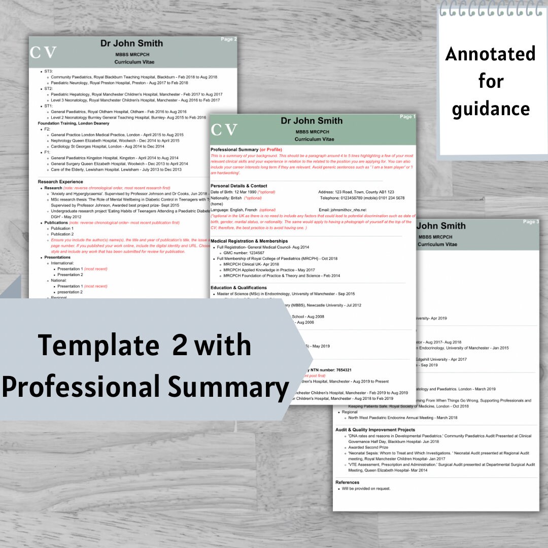 Professional Medical CV Templates Junior Doctors, Medical Resume UK ...