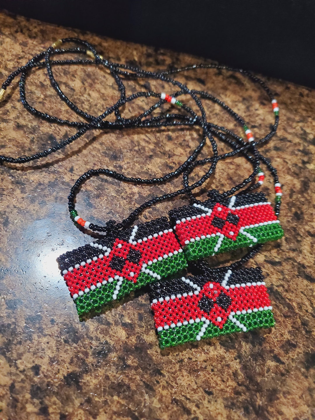 Kenya Flag Beaded Necklace - Etsy