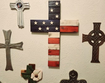 American Flag Cross (burnt) - Etsy