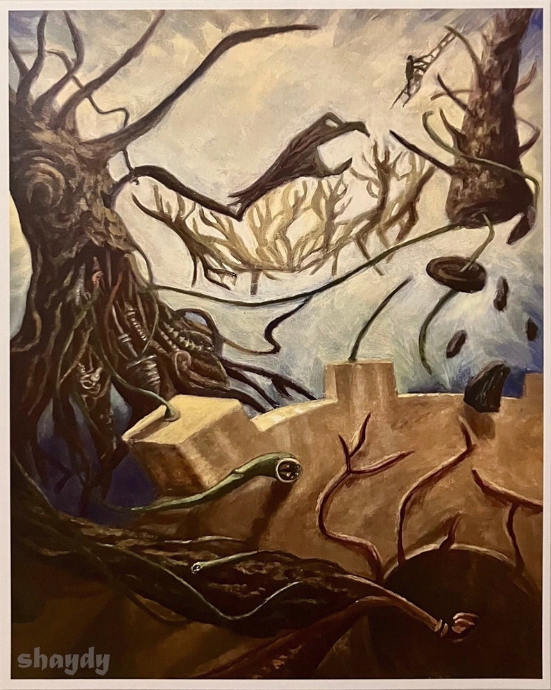 Dark Fantasy Forest Art Print, Sci-fi Steampunk Poster, Surreal ...