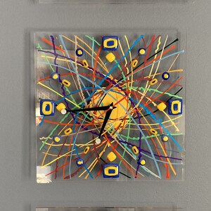 Funky Fused Glass on Plexiglass Wall or Tabletop Clock. - Etsy