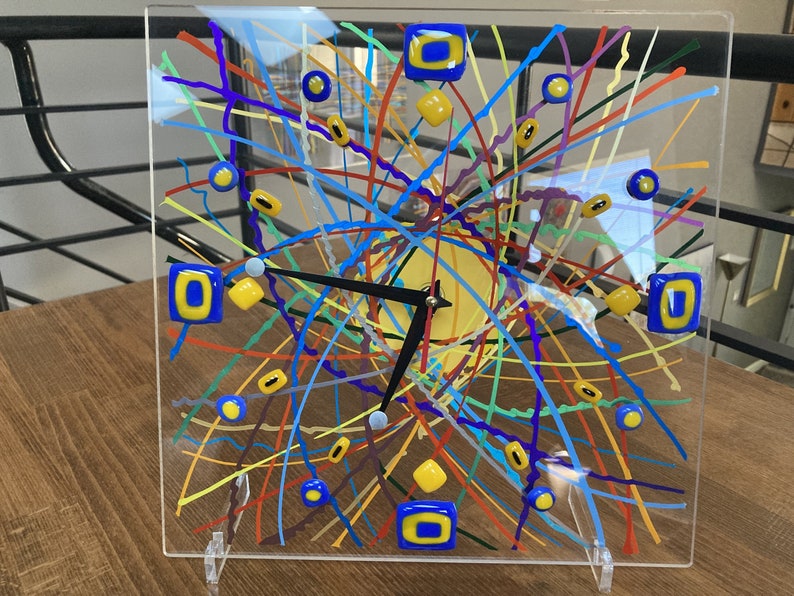 Funky Fused Glass on Plexiglass Wall or Tabletop Clock. - Etsy