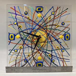 Funky Fused Glass on Plexiglass Wall or Tabletop Clock. - Etsy