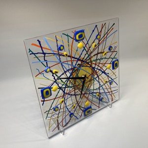 Funky Fused Glass on Plexiglass Wall or Tabletop Clock. - Etsy