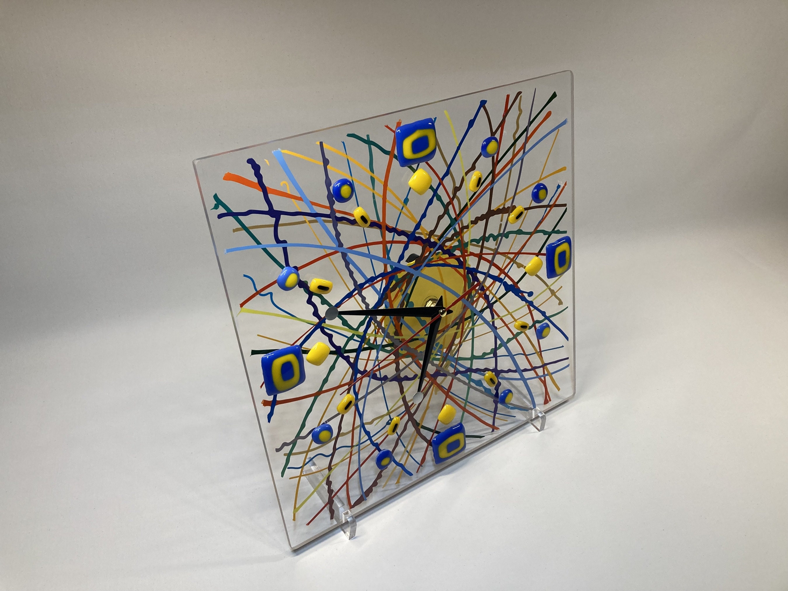 Funky Fused Glass on Plexiglass Wall or Tabletop Clock. - Etsy