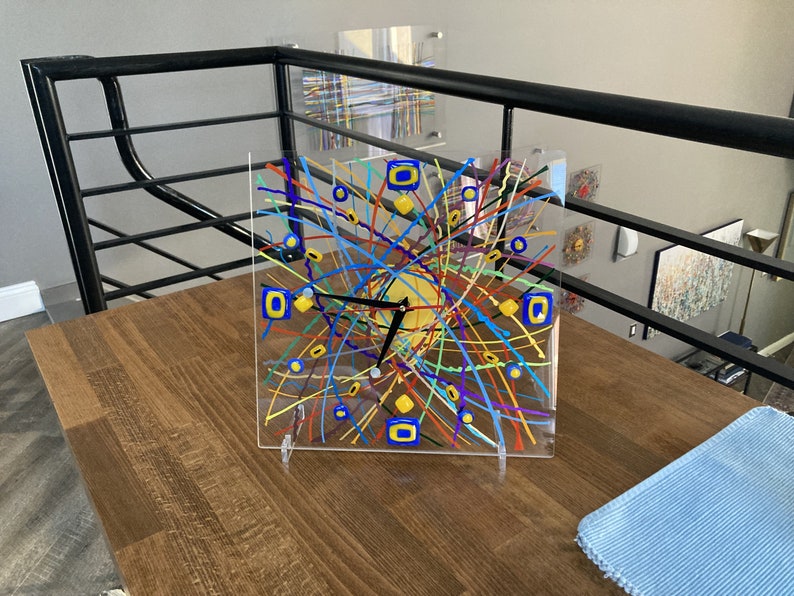 Funky Fused Glass on Plexiglass Wall or Tabletop Clock. - Etsy