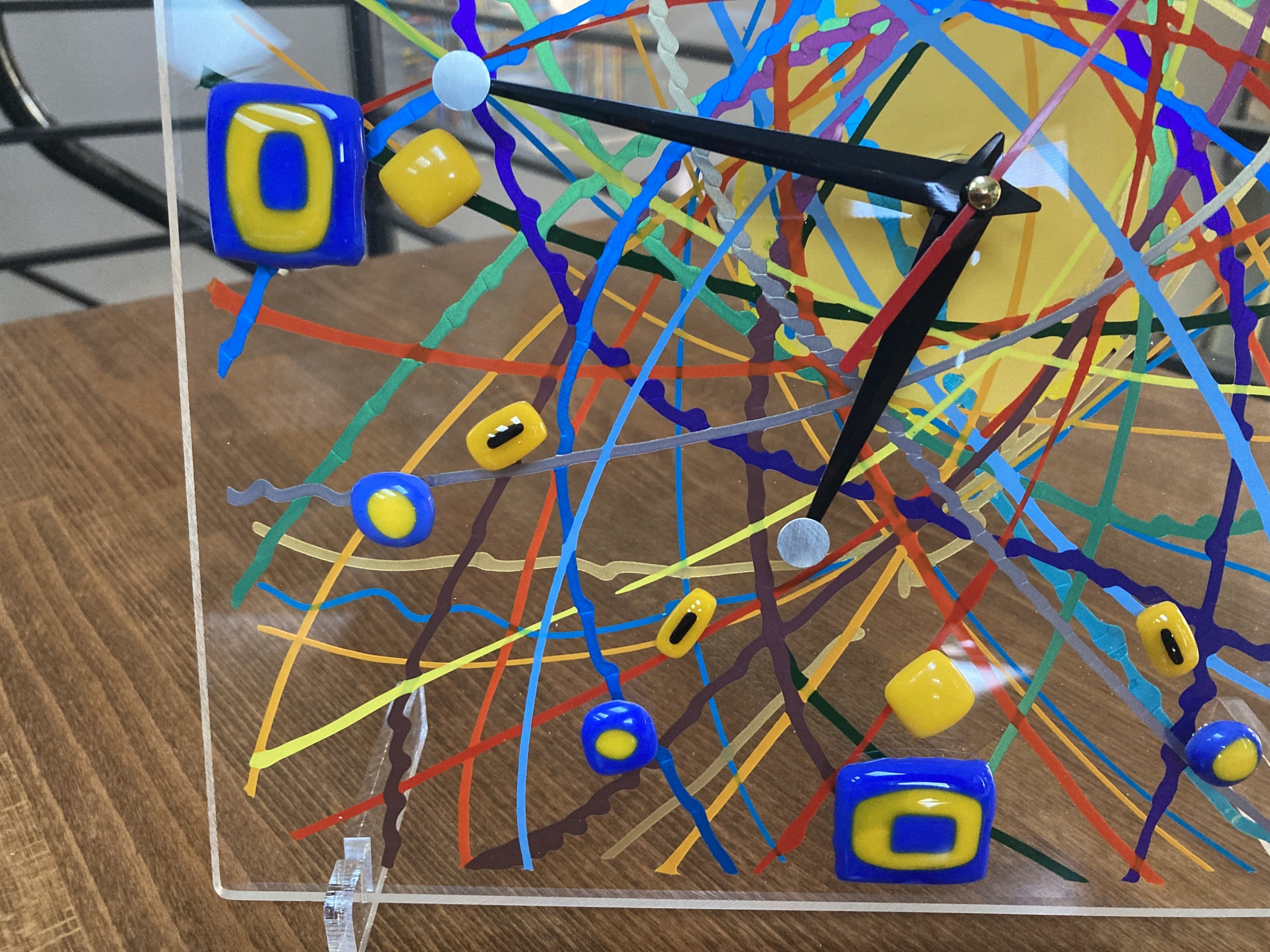 Funky Fused Glass on Plexiglass Wall or Tabletop Clock. - Etsy