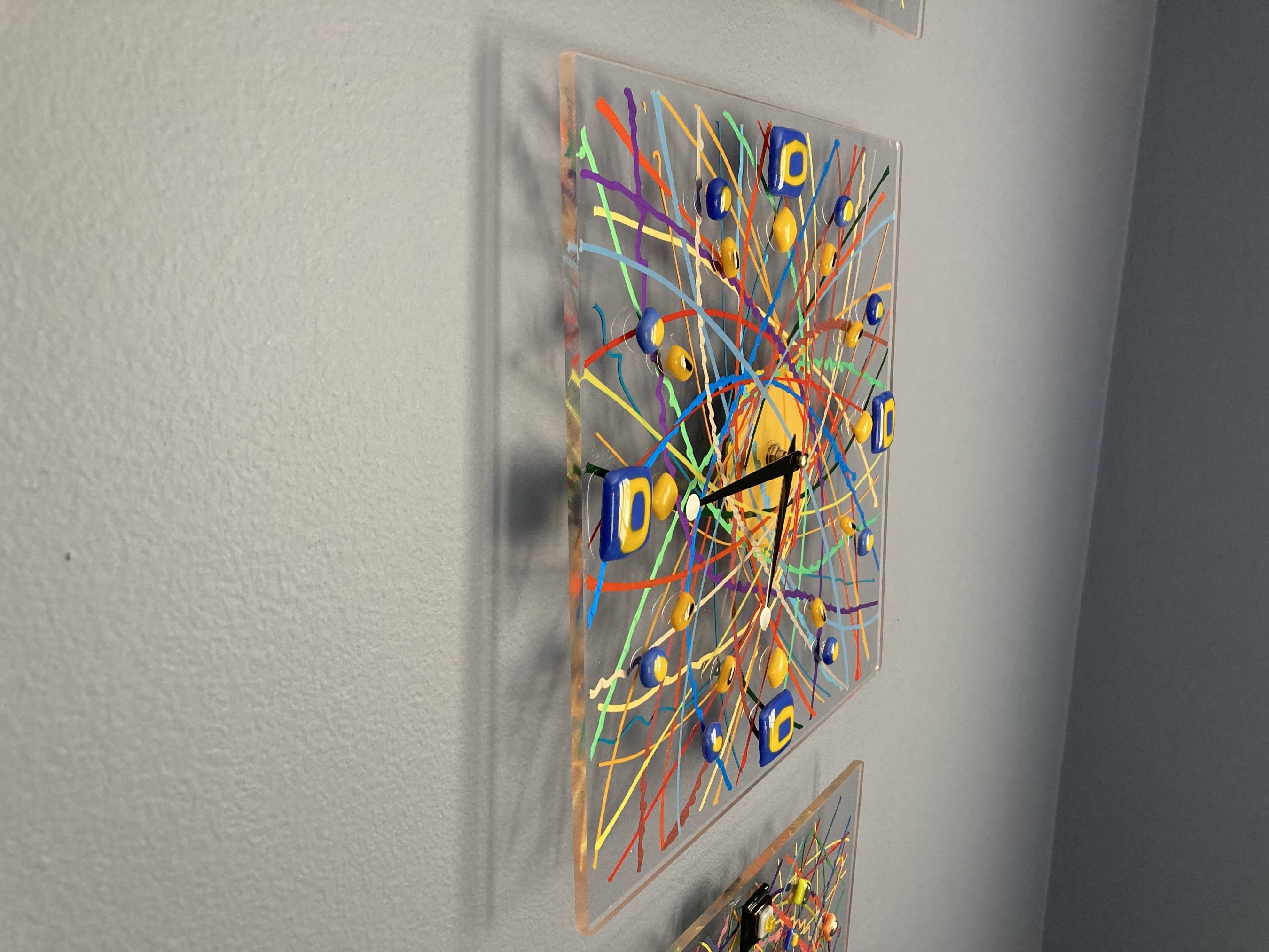 Funky Fused Glass on Plexiglass Wall or Tabletop Clock. - Etsy