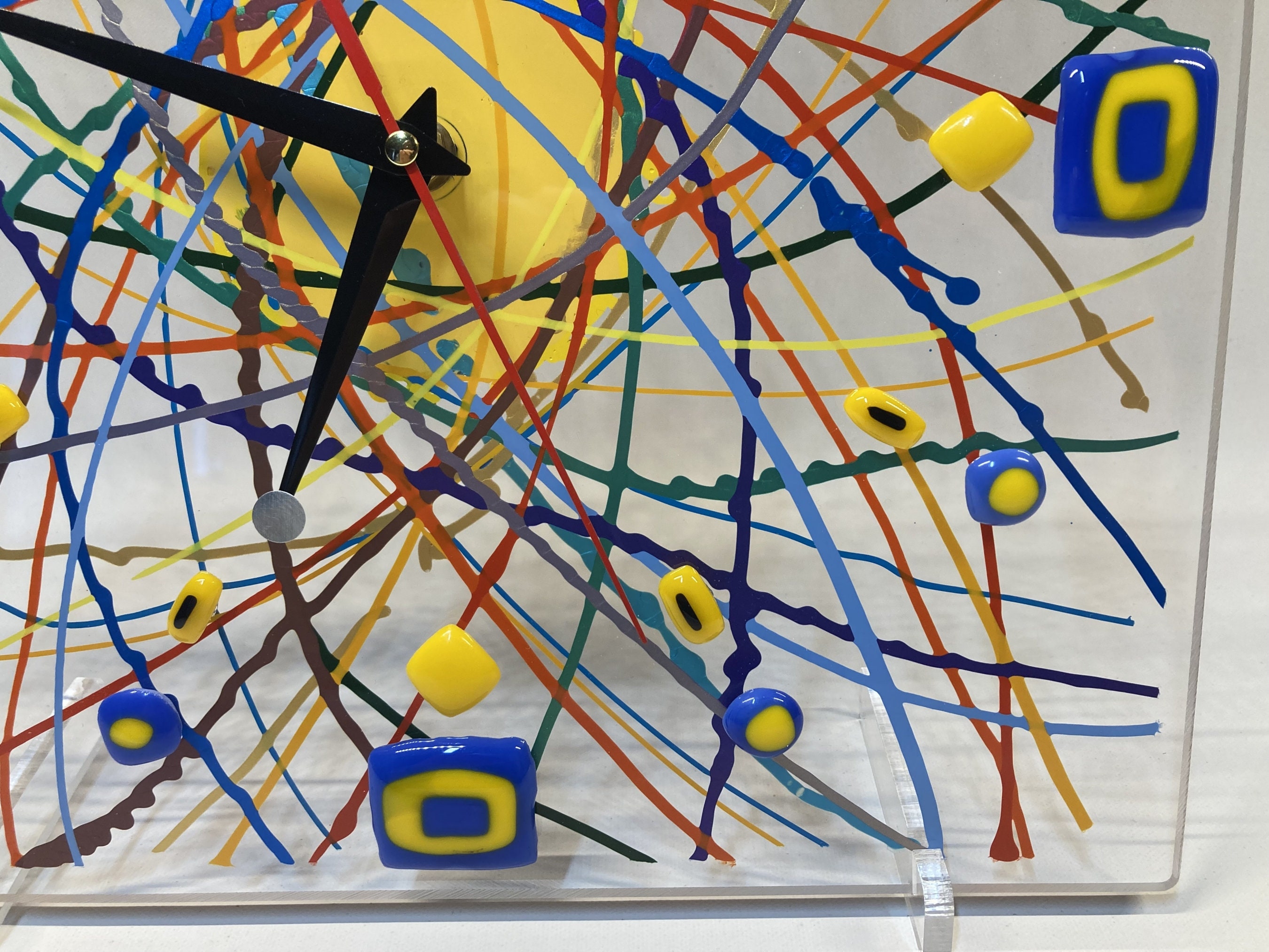 Funky Fused Glass on Plexiglass Wall or Tabletop Clock. - Etsy