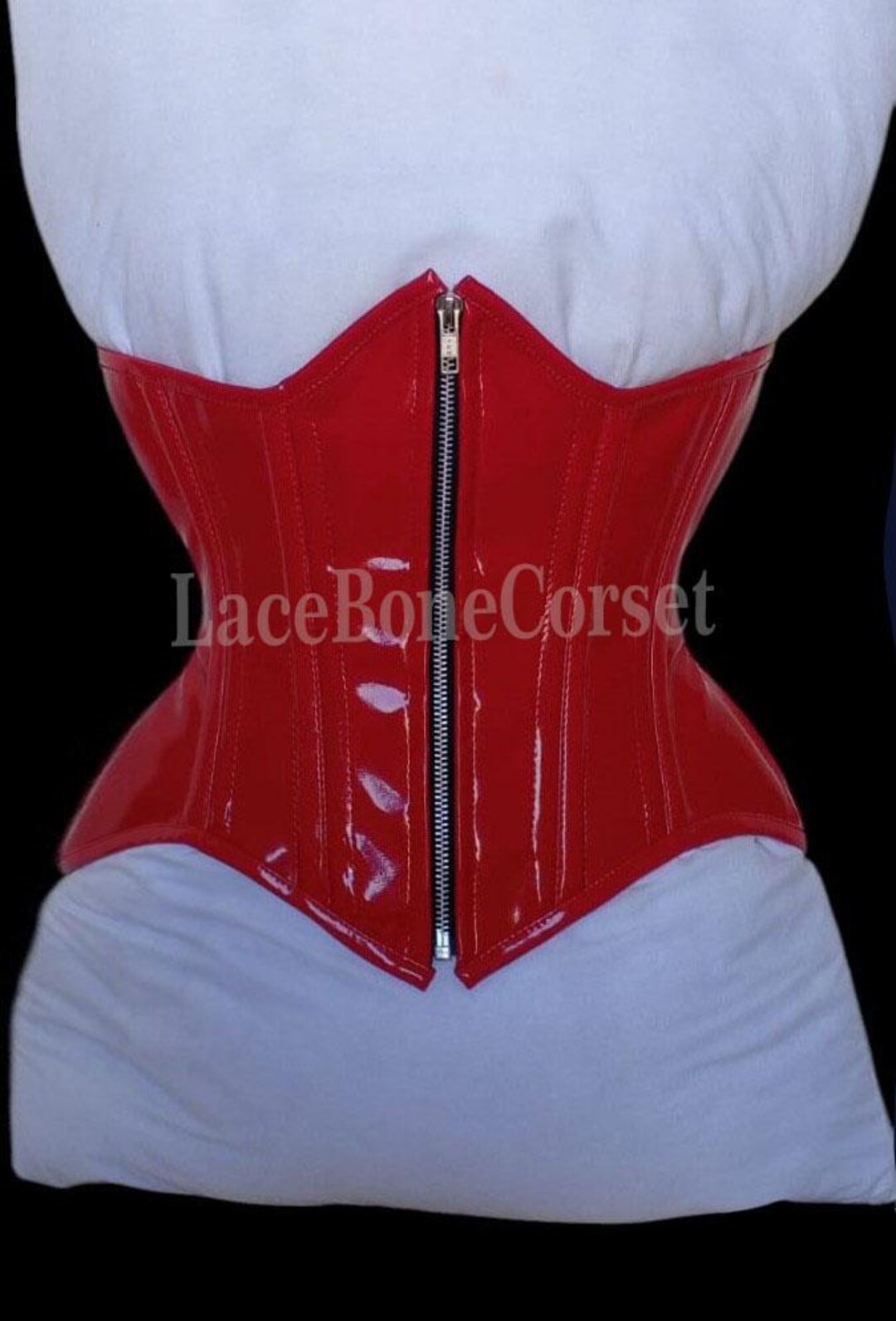 Red PVC Underbust Corset: Steel Boned Goth Waist Trainer - Etsy