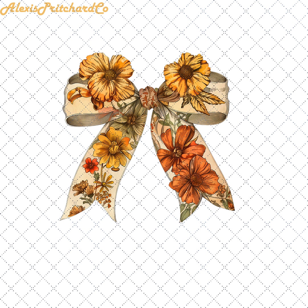 Coquette Bow Flower Autumn Fall Png, Autumn Pumpkin Png, Pumpkin Spice ...