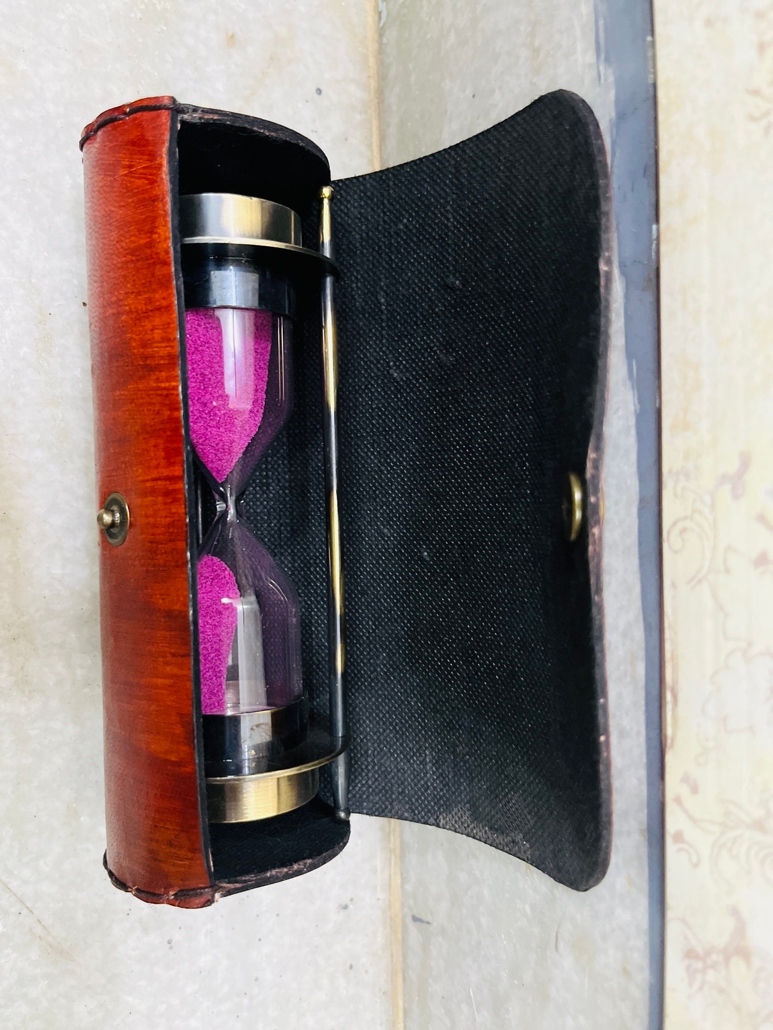 Antique Brass Sand Timer Hourglass With Pink Sand Maritime Collectible ...