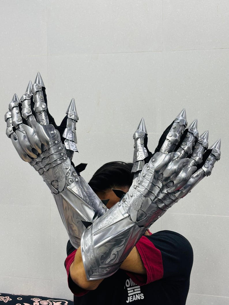 Medieval Gauntlet Gloves With Steel Fingers - Etsy