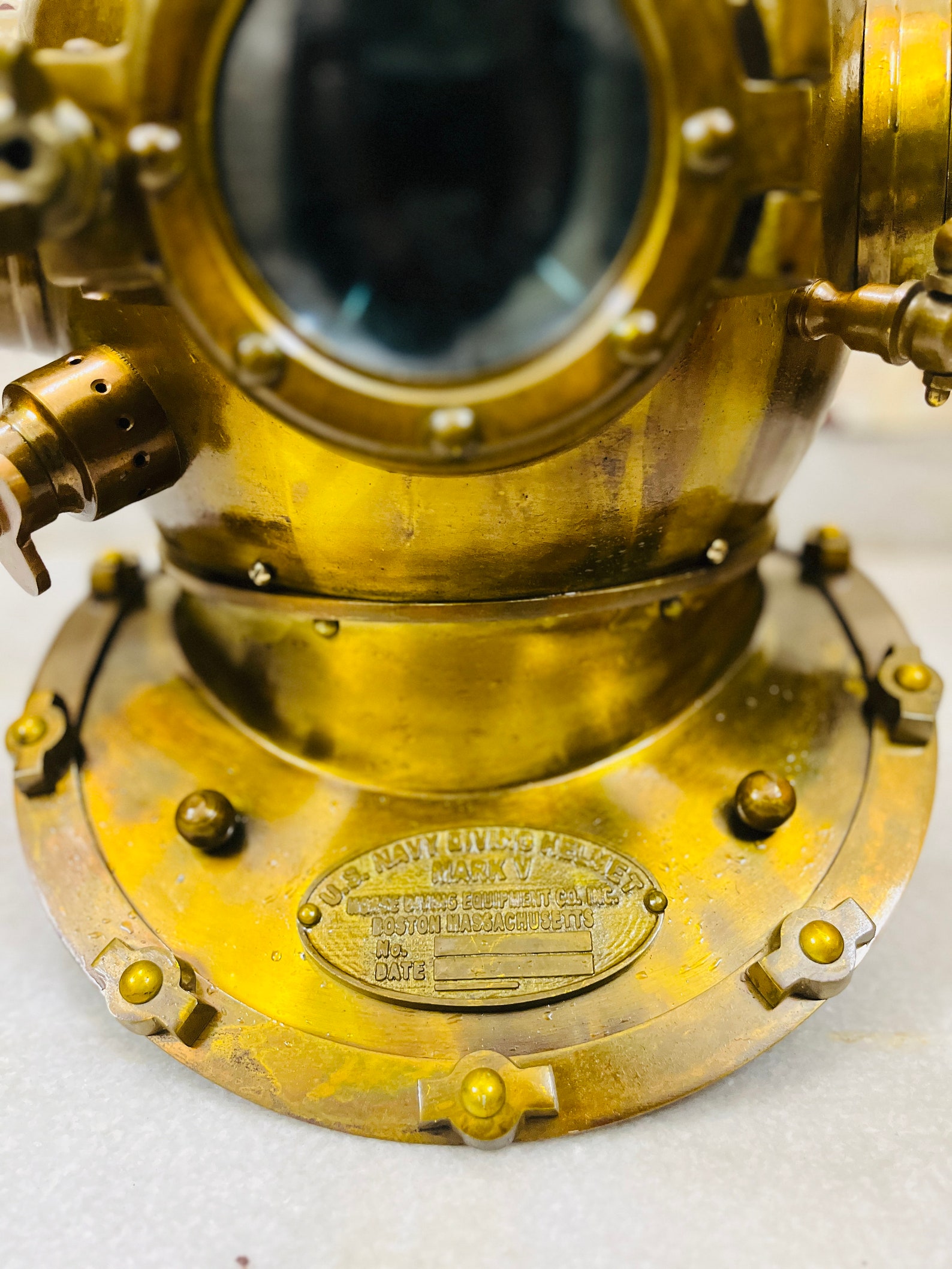 US Navy Mark V Diving Helmet Replica: Full Size Aluminum Command Finish ...