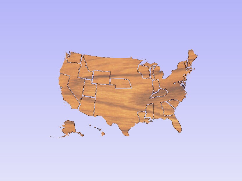 Digital USA Map Drawing - Dxf, Svg, Ai, Png Files - Ideal for CNC and ...