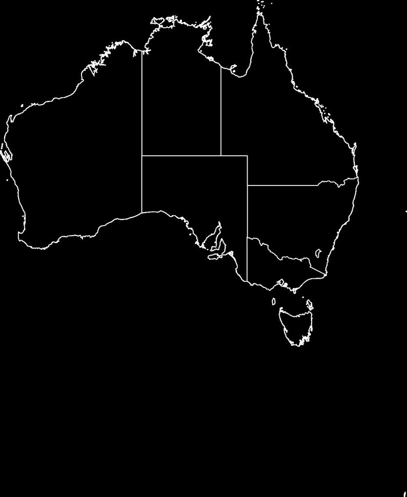 Digital Australia Map Drawing - Dxf, Svg, Ai, Png Files - Ideal for CNC ...