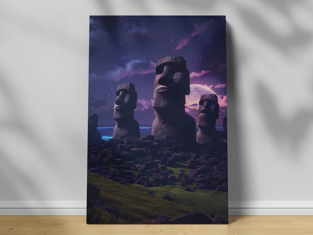 Moai Statues of Easter Island Canvas Wall Art Painting - Etsy