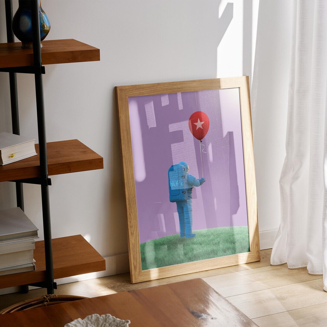 Hope Poster Print, Astronaut Trendy Retro Art, Pink Dopamine Decor ...