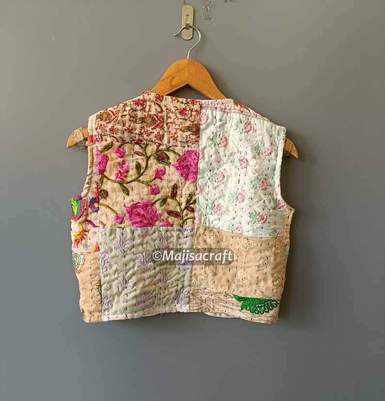 Cutwork Kantha Vest Coat, Indian Handmade Patchwork Cotton Vest Jacket ...