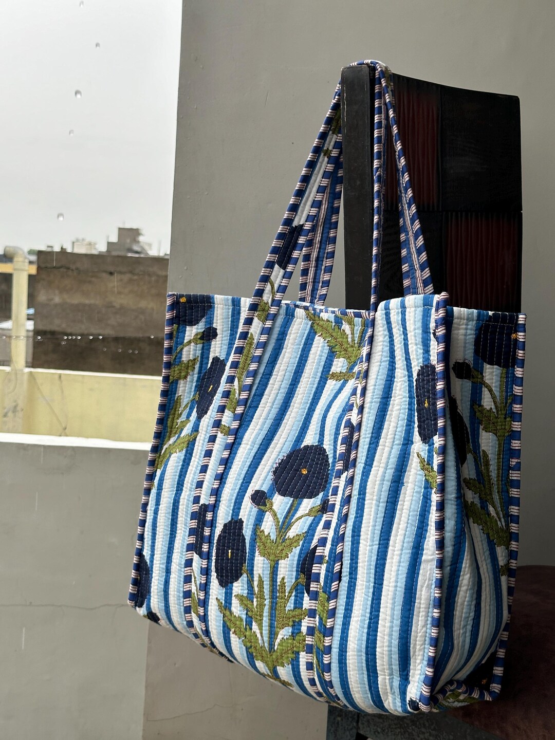 Indian Block Printed Tote Bags Large Cotton Quilted Women's Handbag ...