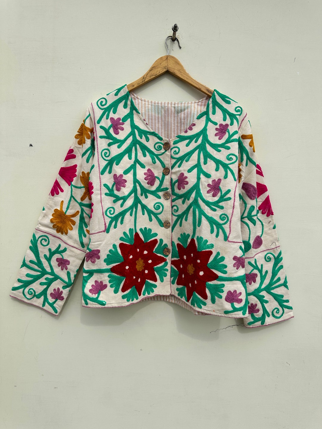 Suzani Embroidery Winter Wear Jacket Women's Coat Quilted Jacket Ethnic ...