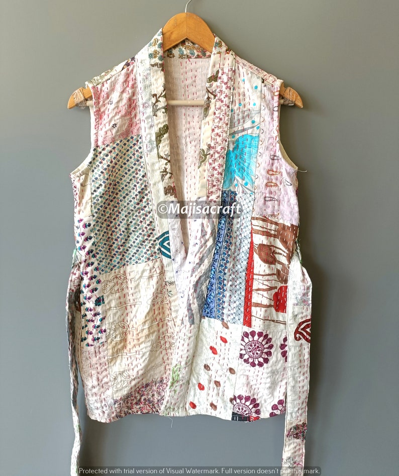 Handmade Cotton Patchwork Vest Jacket, Sleeveless Quilted Tunic - Etsy