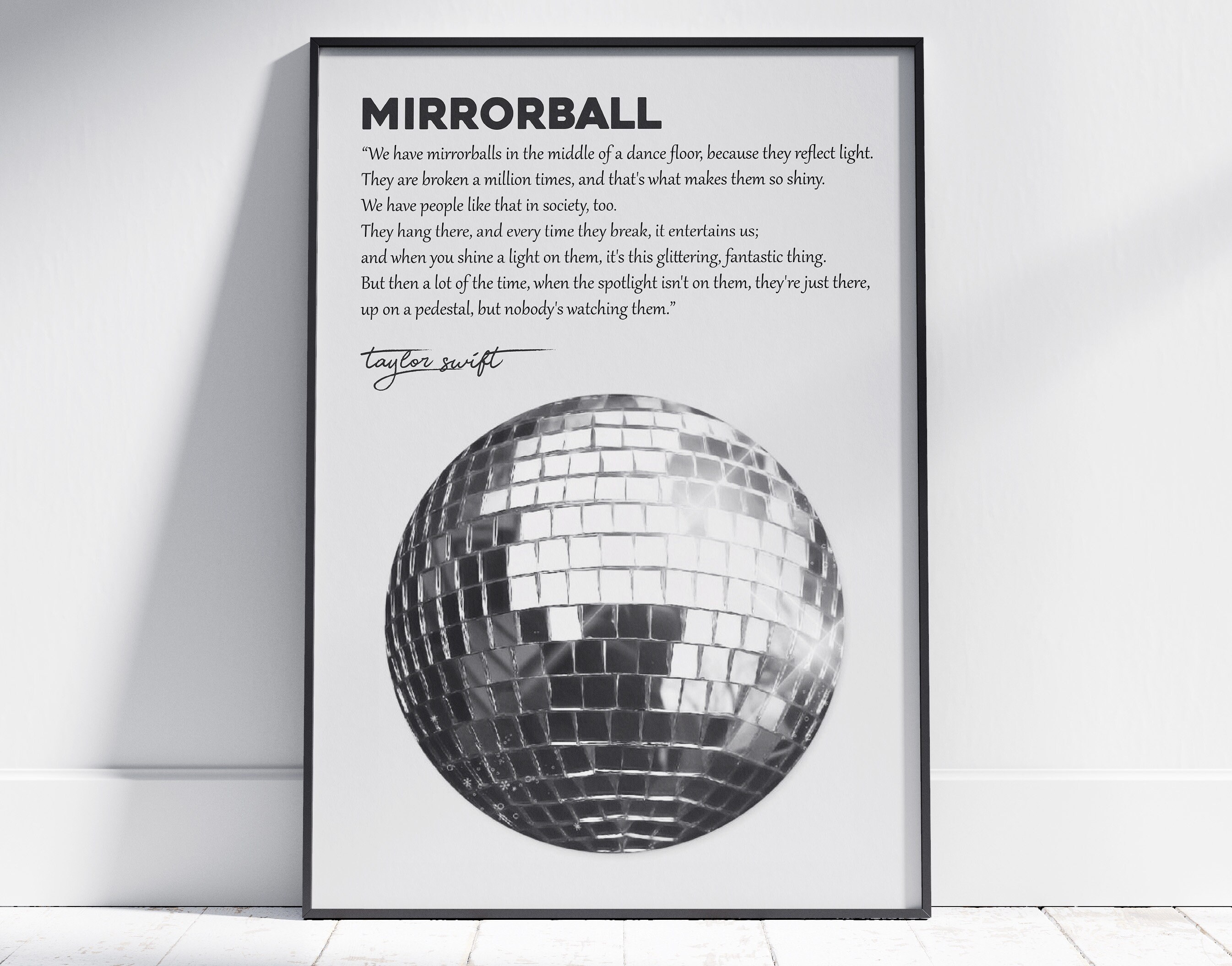 Mirrorball Folklore Poster Taylor Swift Poster Printable Wall Art ...