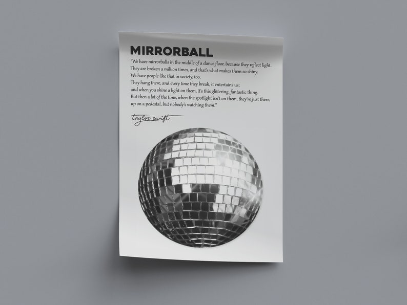 Mirrorball Folklore Poster Taylor Swift Poster Printable Wall Art ...